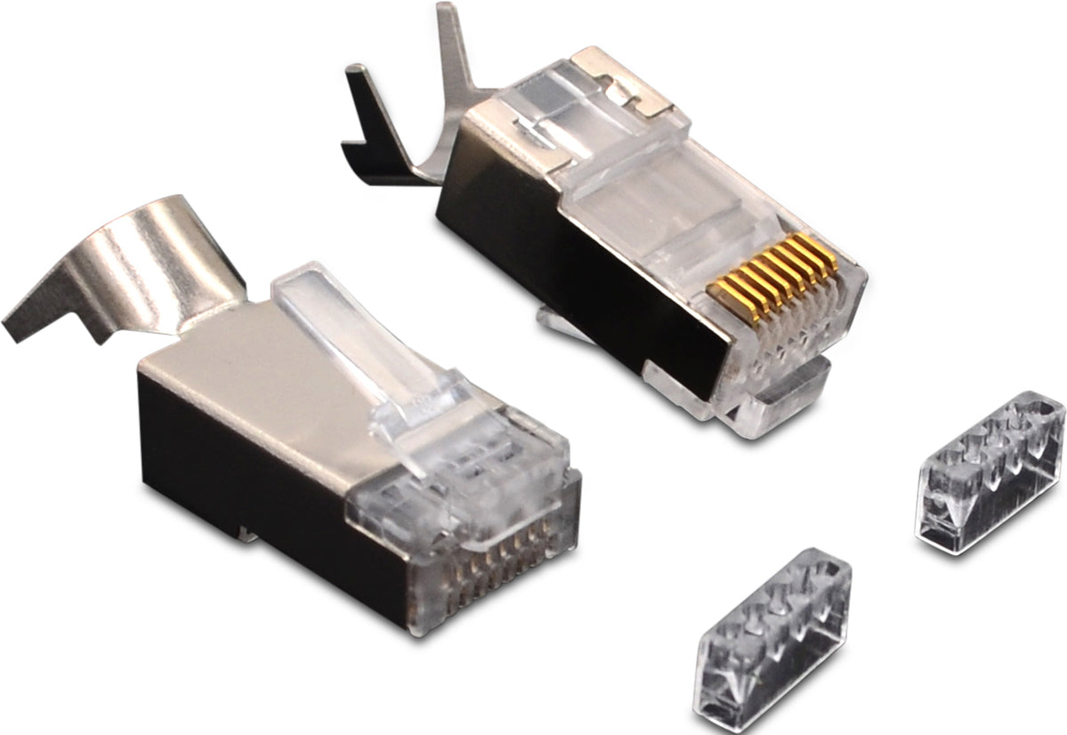 CAT7 RJ45 Shielded Pass Thru Connector, Jar of 100 - (CAT7-HSPJAR ...
