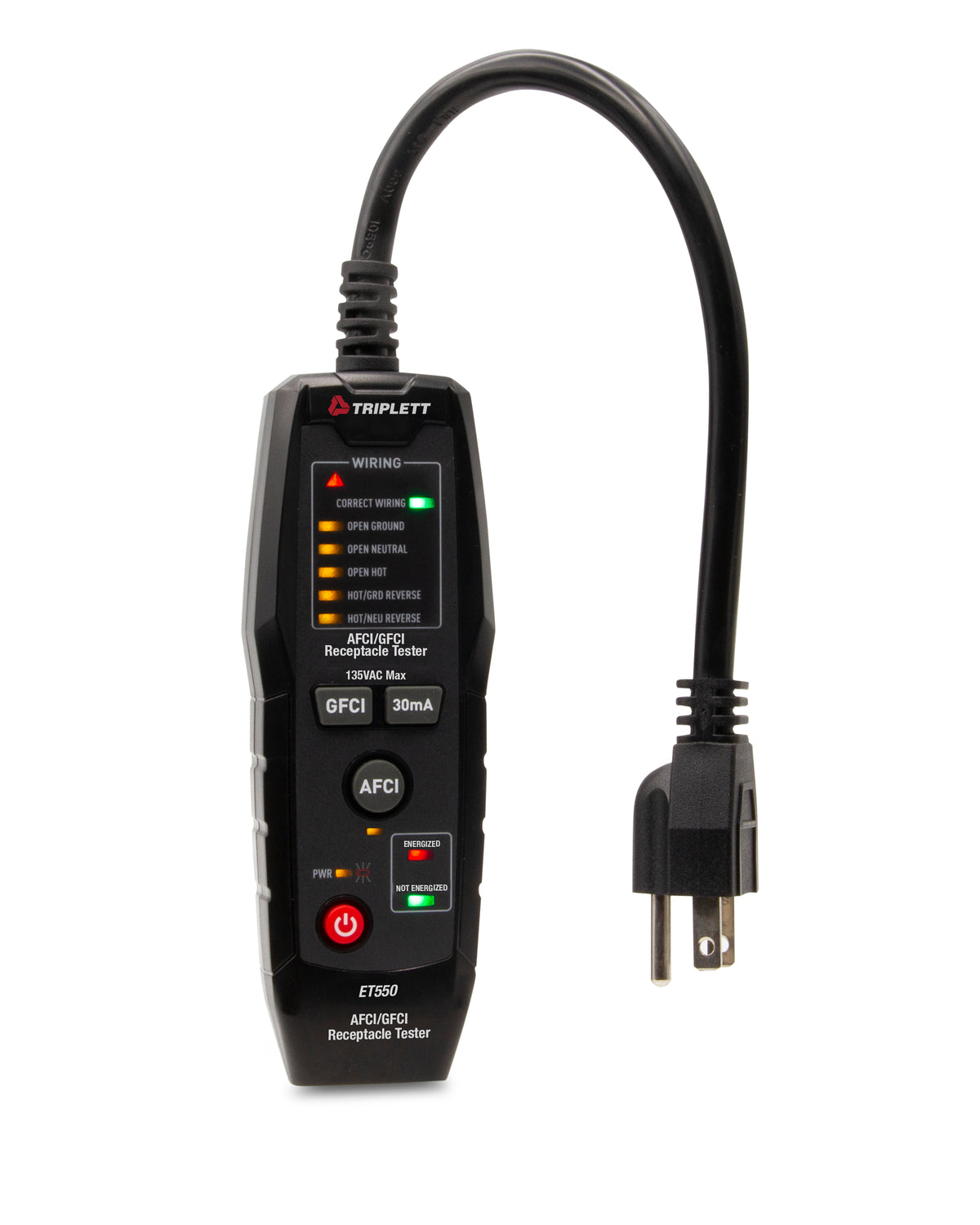 AFCI/GFCI Receptacle Tester (ET550) — Triplett Test Equipment & Tools