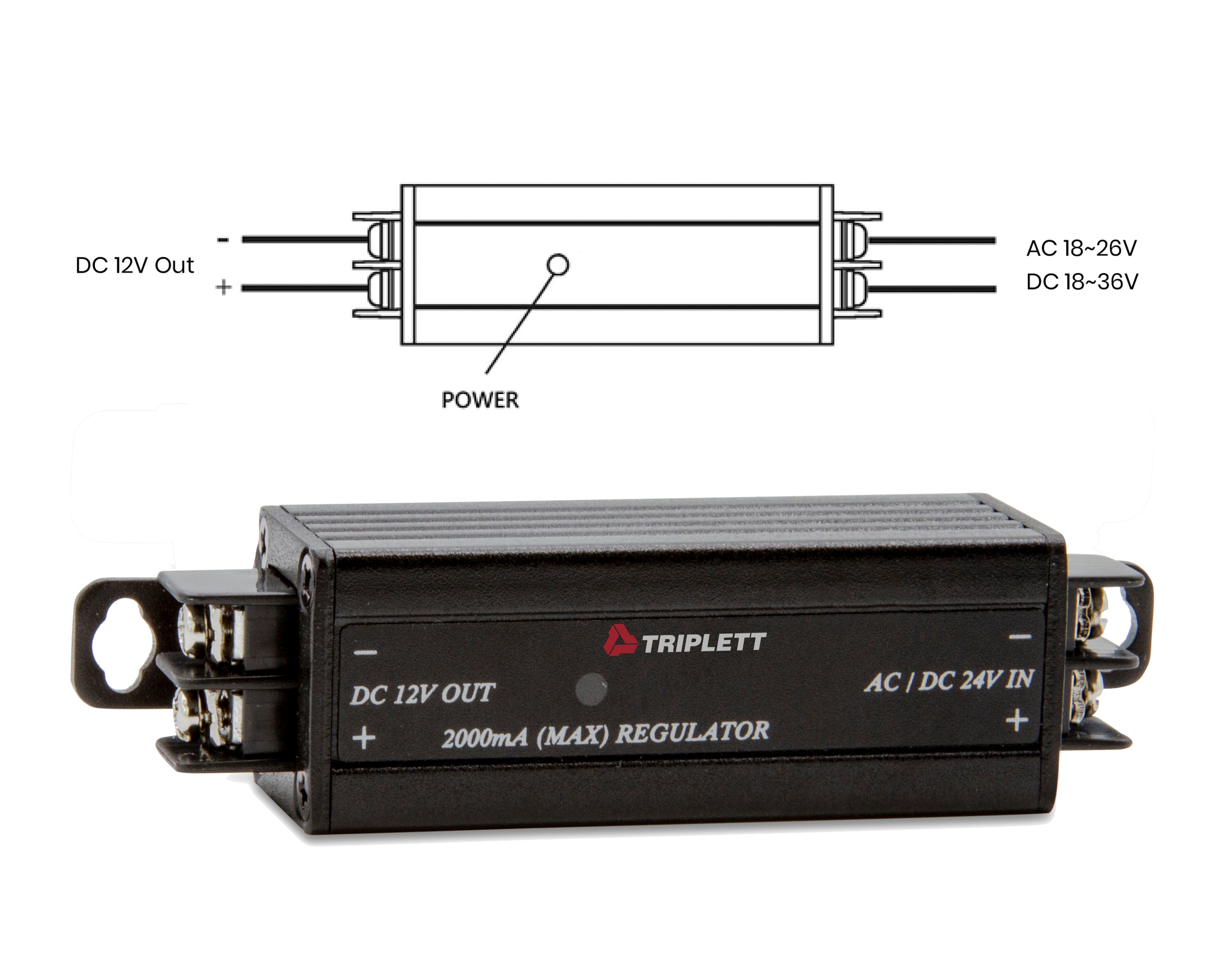 AC/DC to DC 12V Regulated Power Converter 2A- (CON-24V-12V) — Triplett ...
