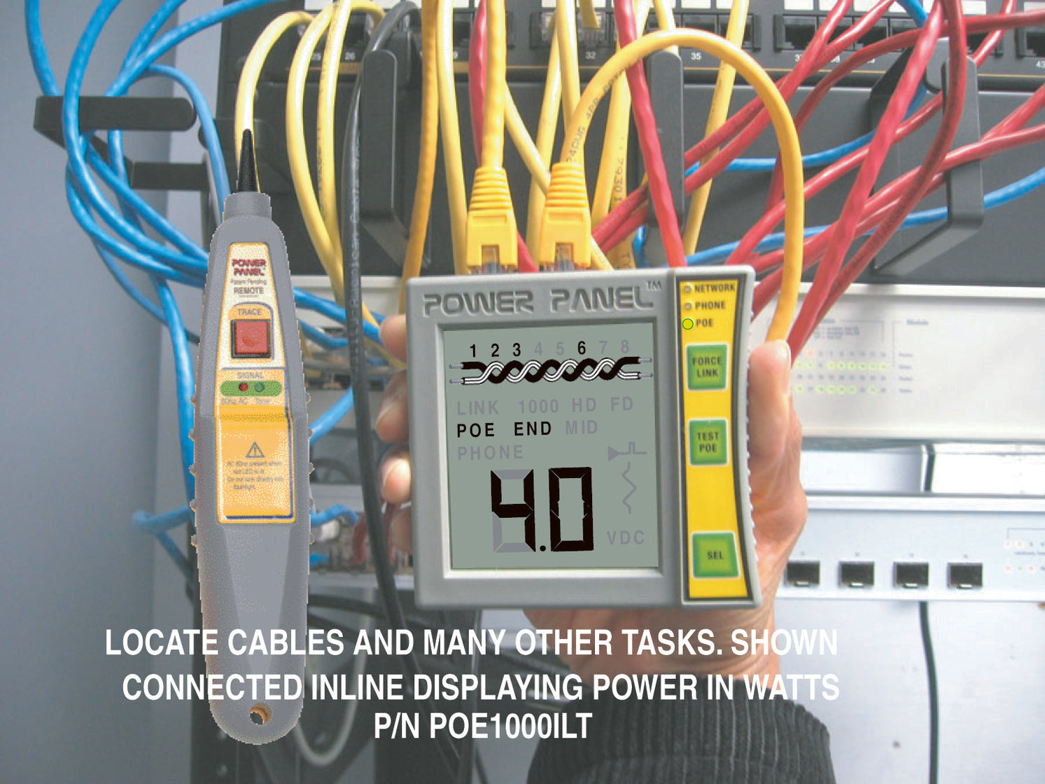 Power Panel CAT 5/6 Digital Volt Meter with Tracer Probe (POE1000ILT ...
